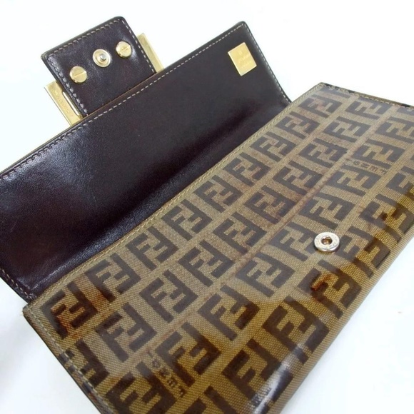 Fendi | Bags | Fendi Ff Logo Monogram Long Flap Wallet Clutchbox | Poshmark